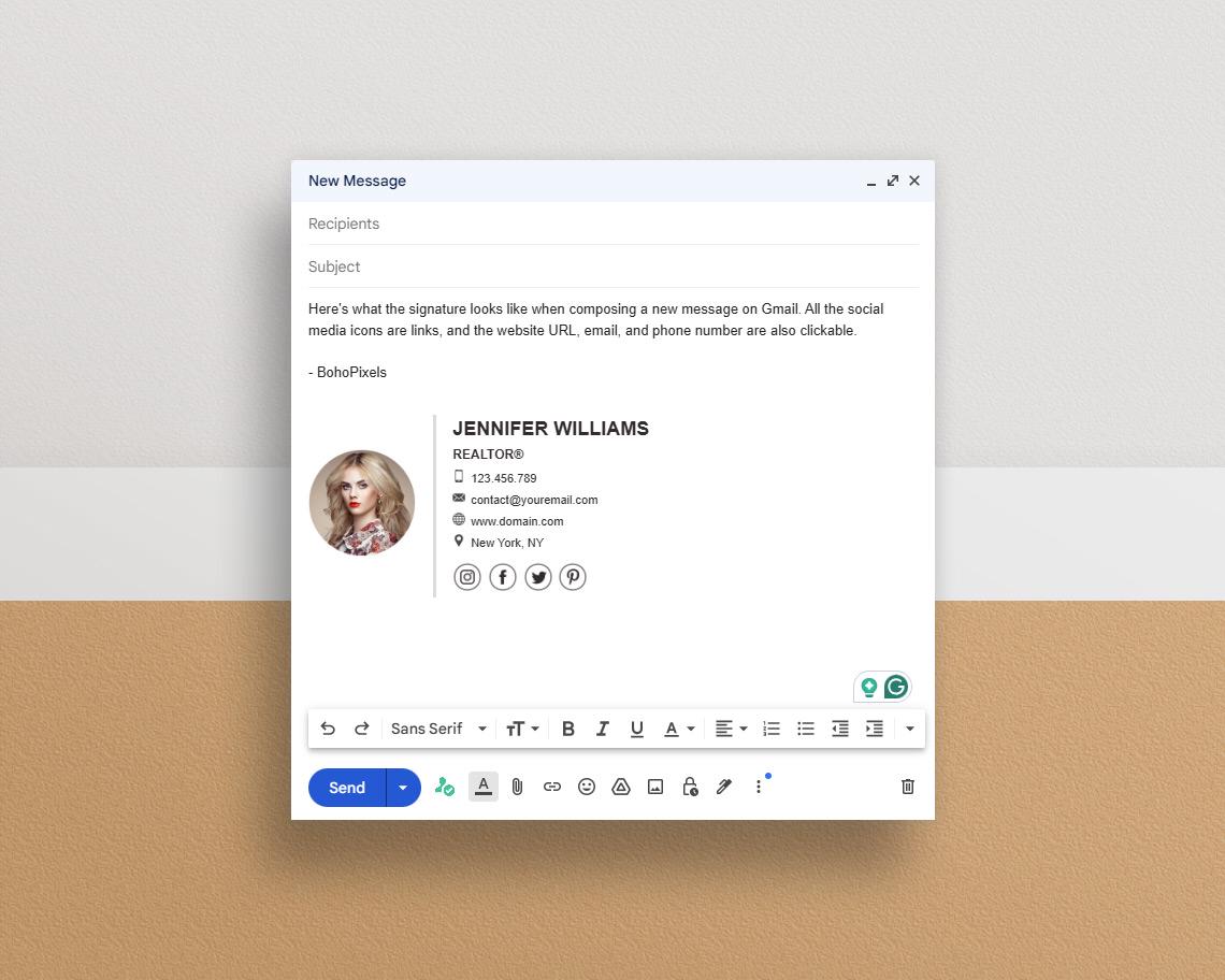 Email Signature With Picture, Clickable HTML Email Signature, Gmail ...
