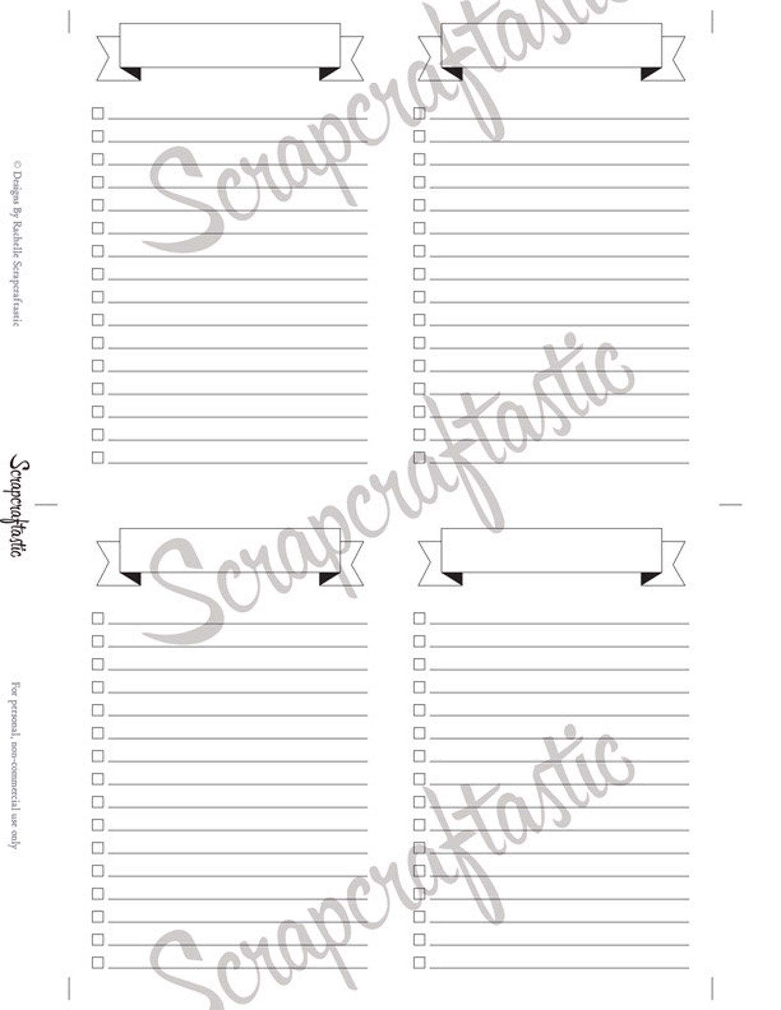 Banner Header and Check List Planner Printable Insert Refill for Pocket ...