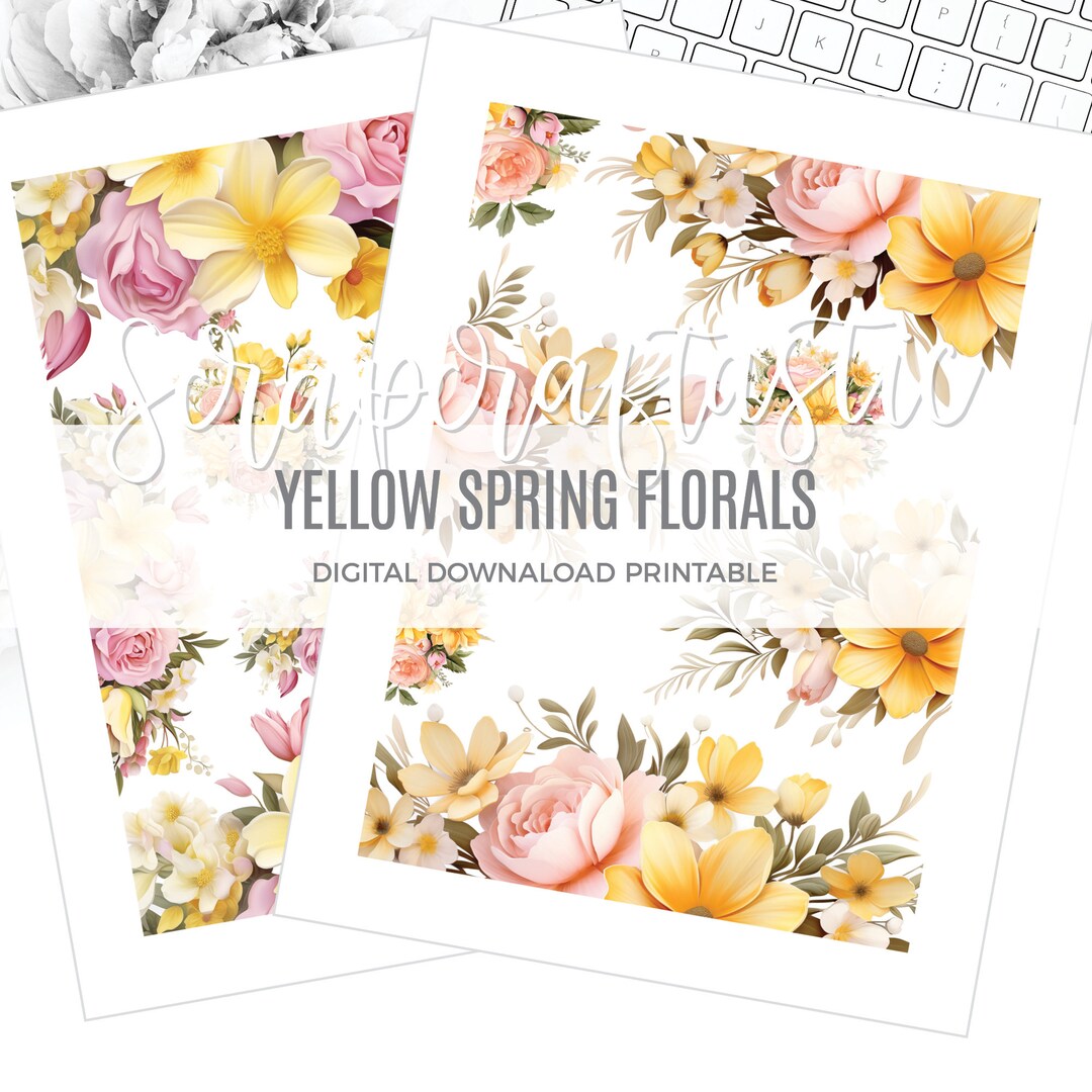 Spring Pink and Yellow Florals Printable Planner Stickers Clip Art ...