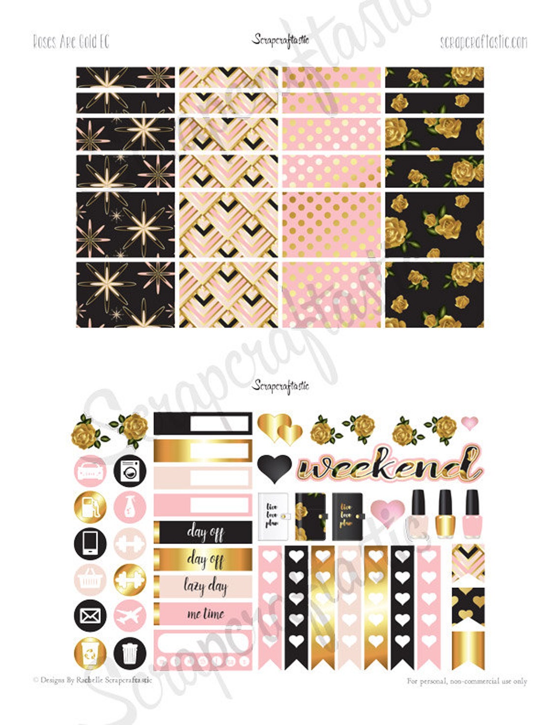 Roses Are Gold Printable Planner Stickers - Etsy