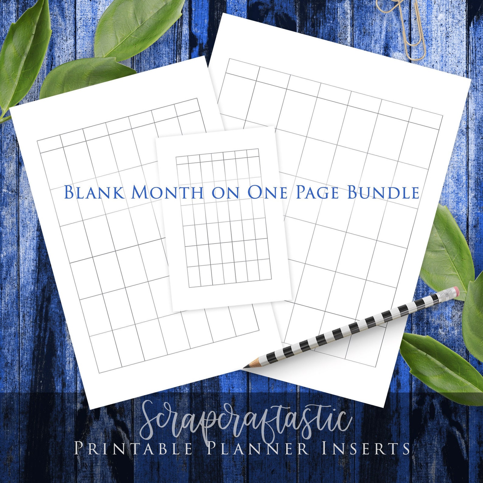 Blank Month on One Page Bundle Printable Planner Inserts - Etsy