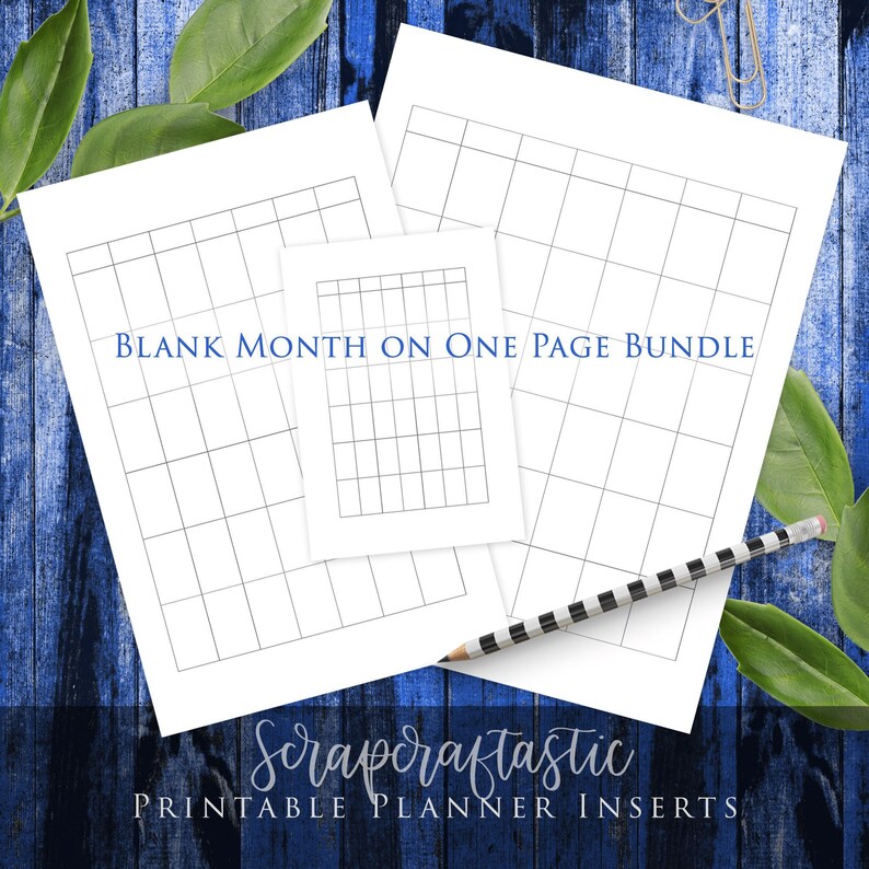 Blank Month on One Page Bundle Printable Planner Inserts - Etsy