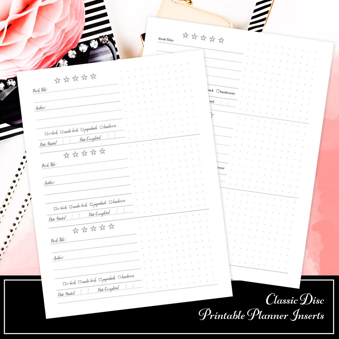 CLASSIC DISCS - Book / Reading Log and Review Printable Insert - Etsy