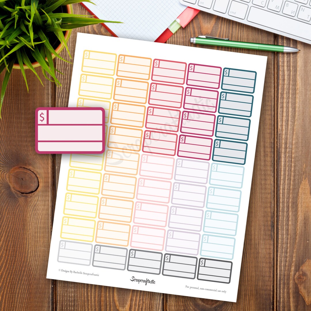 Bill Pay Half Box Printable Planner Stickers for Erin Condren Life ...