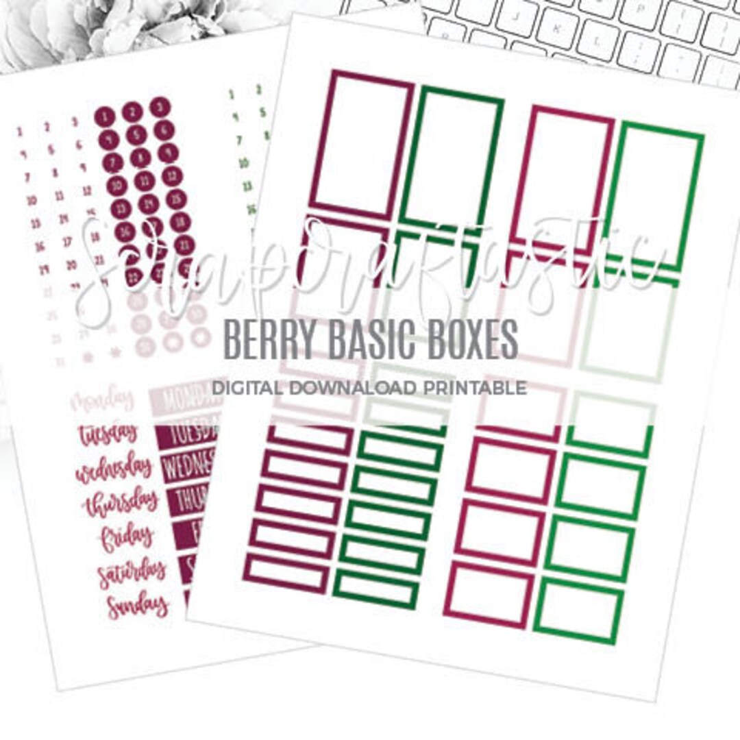 BERRY Basic Boxes Printable Planner and Journal Functional Stickers - Etsy
