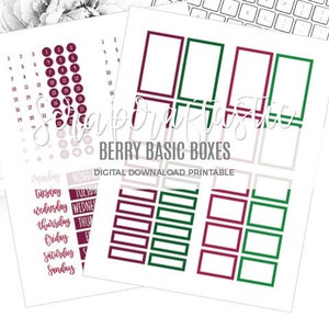 BERRY Basic Boxes Printable Planner and Journal Functional Stickers - Etsy