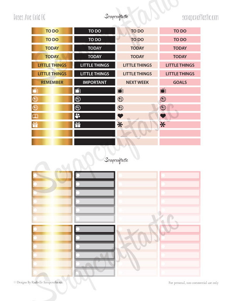Roses are Gold Printable Planner Stickers | Etsy