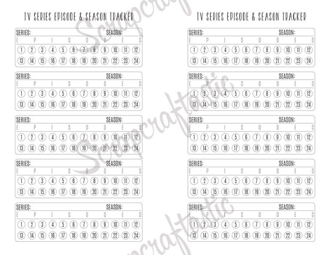 TV Series Episode & Season Tracker Planner Printable Insert - Etsy