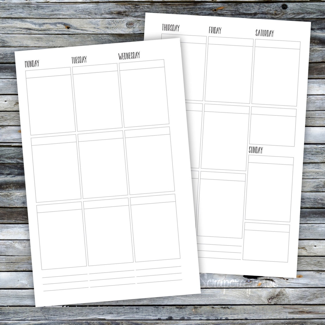 Half Page WO2P Printable Planner Inserts - Etsy