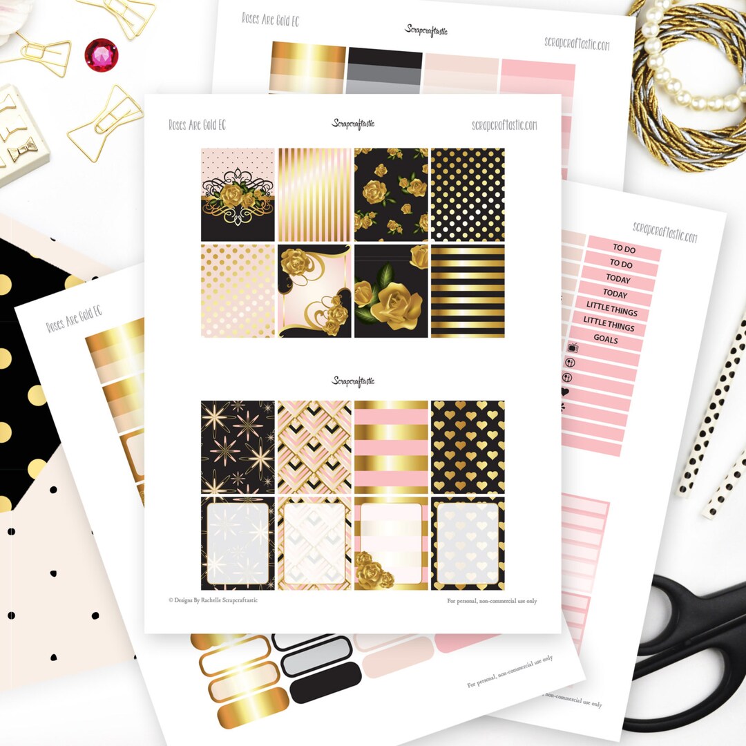 Roses Are Gold Printable Planner Stickers - Etsy