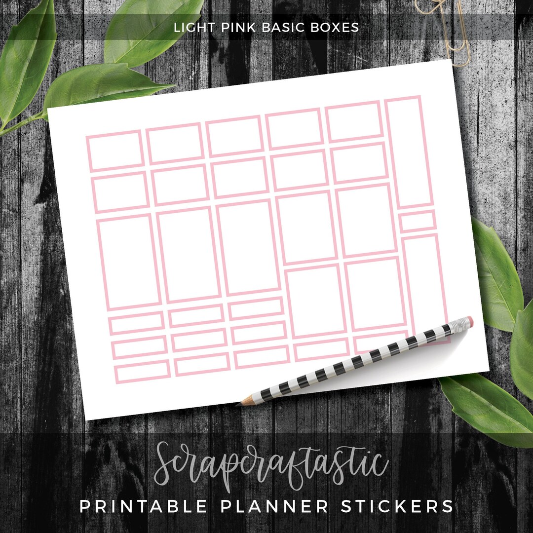 LIGHT PINK Basic Boxes Printable Planner and Journal Functional ...