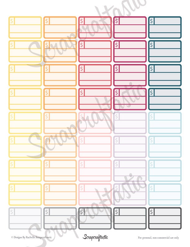 Bill Pay Half Box Printable Planner Stickers for Erin Condren | Etsy