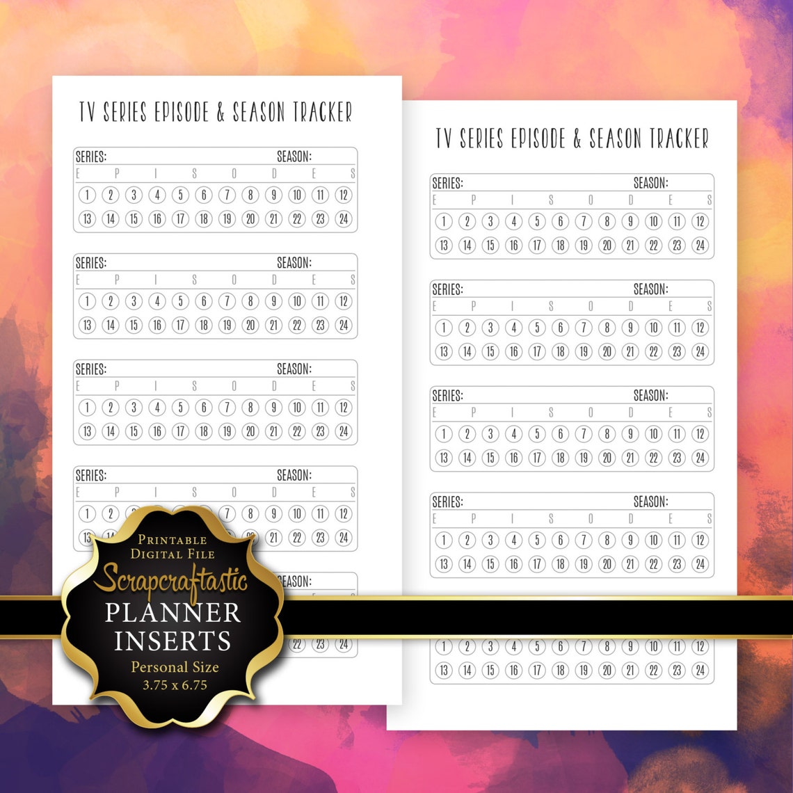TV Series Episode & Season Tracker Planner Printable Insert Refill ...