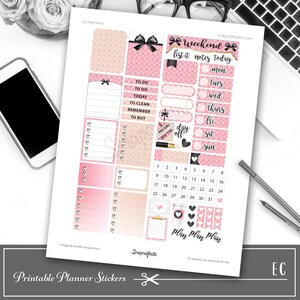 Quilted Pink Printable Planner Stickers - Etsy