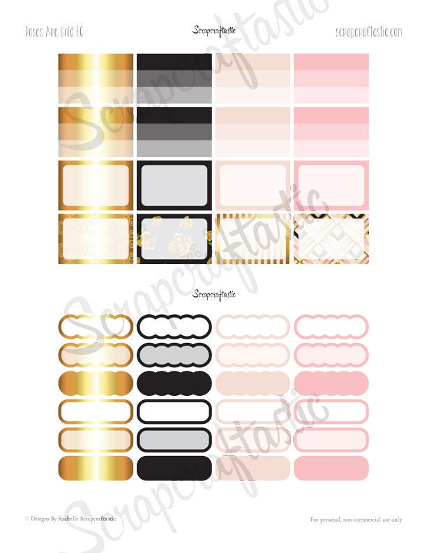 Roses are Gold Printable Planner Stickers | Etsy