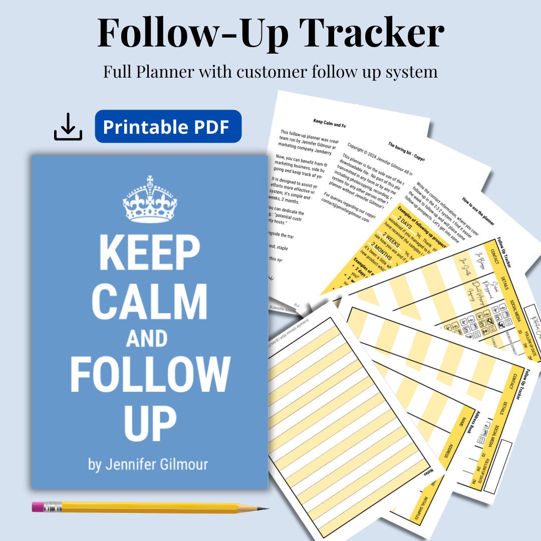 Follow up Tracker Printable, Client Tracking, Customer Orders Tracking ...