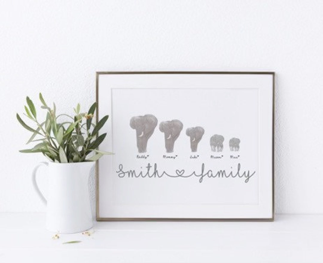 Personalised Elephant Family Print, Family Print, A4 Print, New Home ...