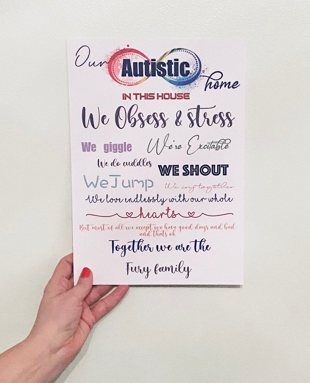 Our Autistic Home, Personalised Autism Print, Autism Print, Autism ...
