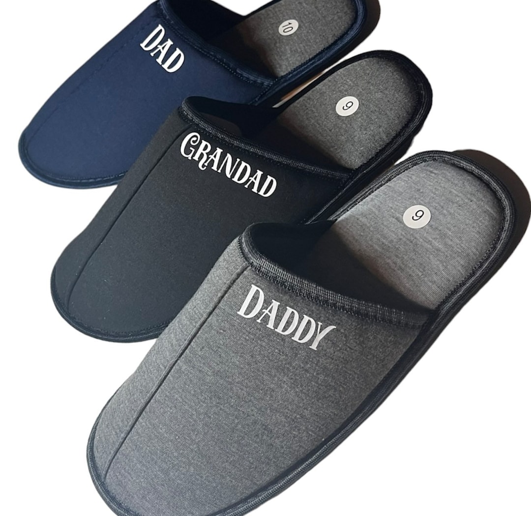 Personalised Mens Slippers, Birthday Gift for Dad, Brother, Grandad ...