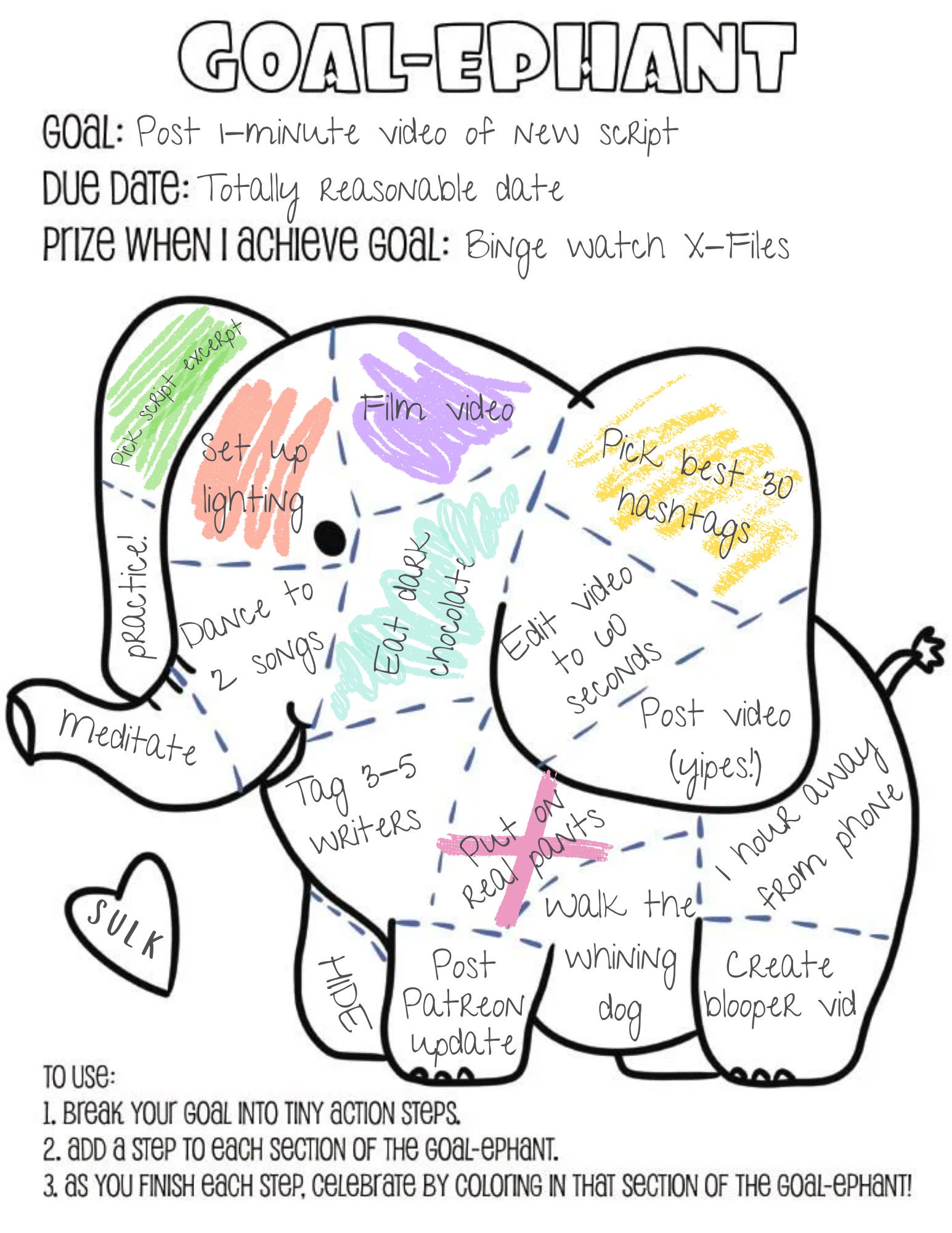 Goal-ephant: Adorable Printable PDF to Help You Achieve Your Goals! - Etsy