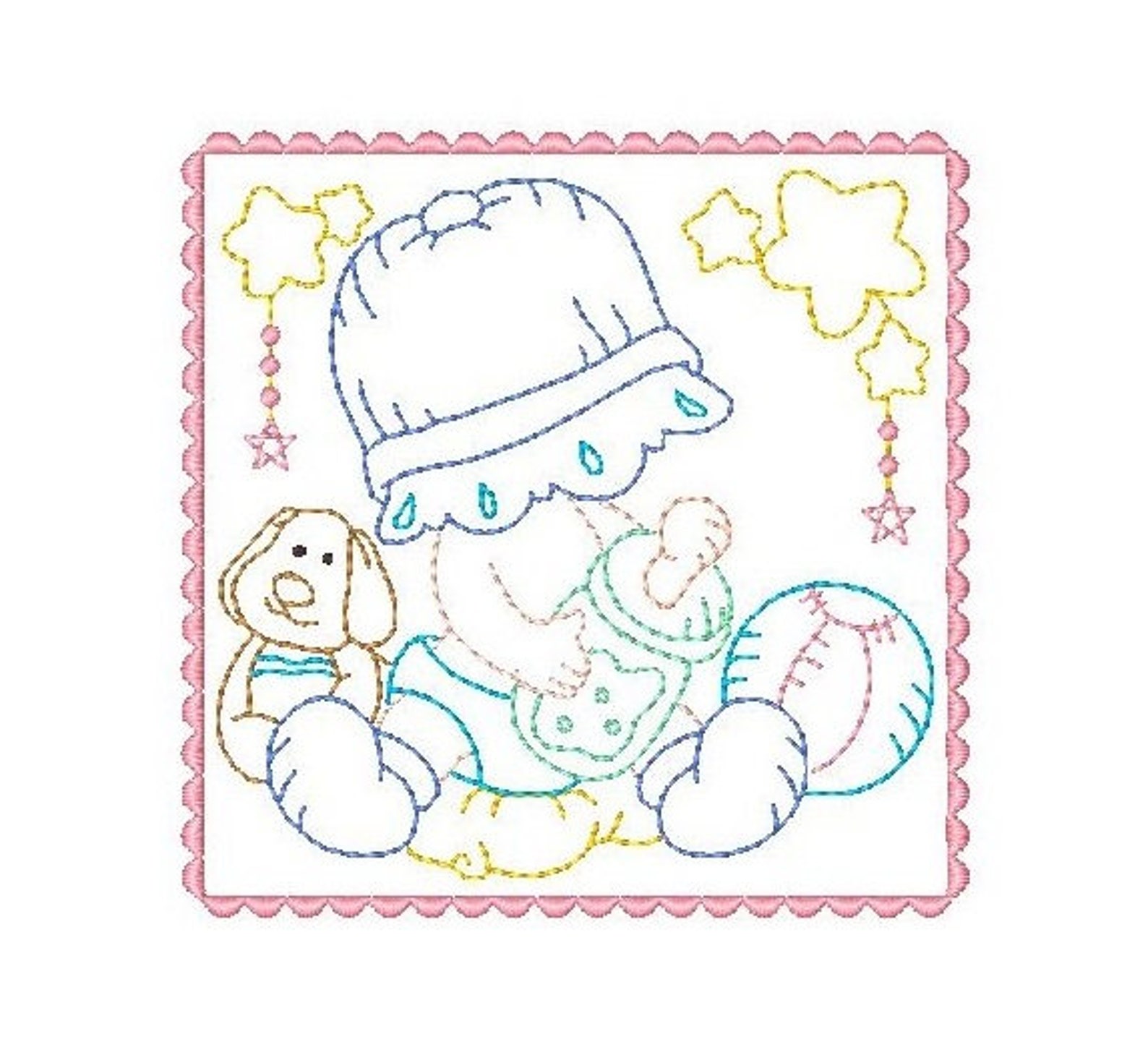Baby Quilt Block Machine Embroidery Designs , Multi-color Linework ...