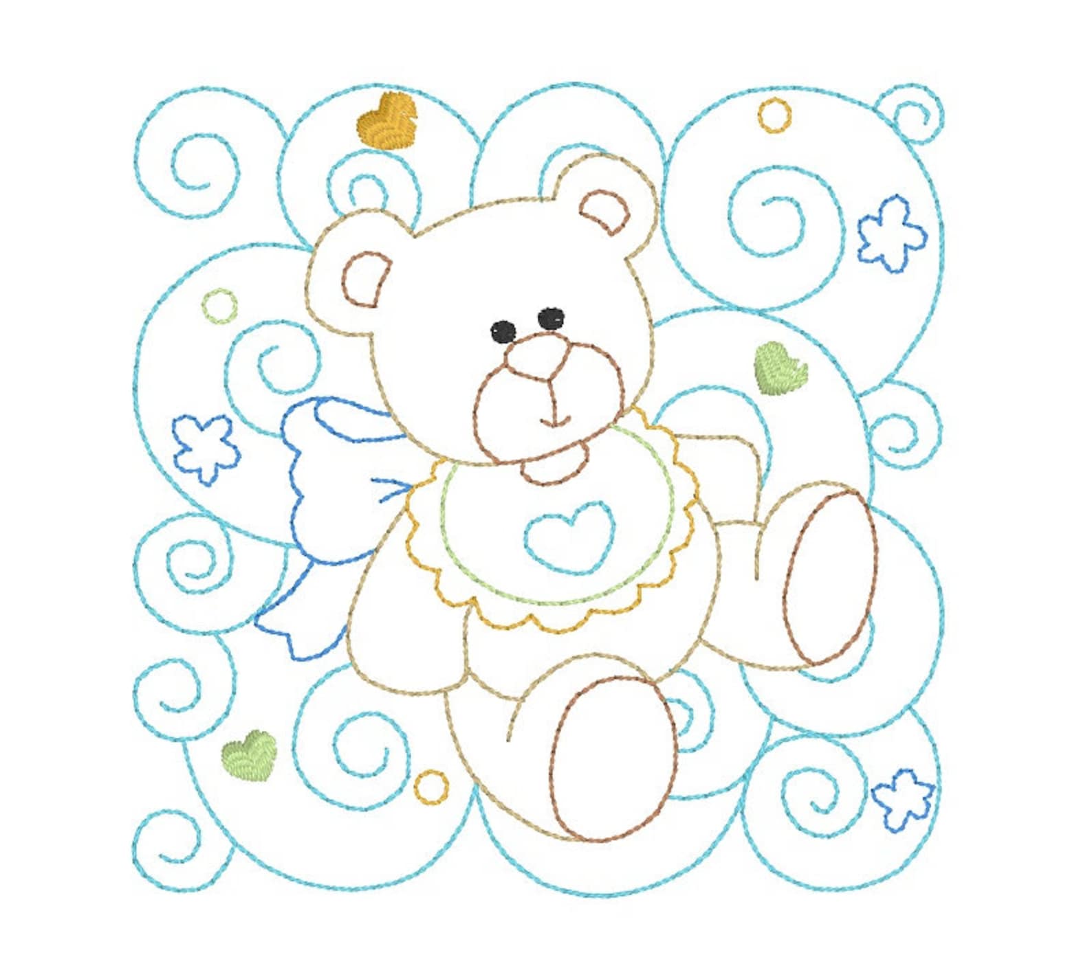 Baby Quilt Blocks Machine Embroidery Designs, Set of 12 Cute Linework ...