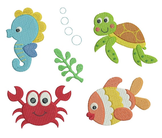 Sea Life Machine Embroidery Designs Set of 6 Mini Fill Stitch - Etsy ...
