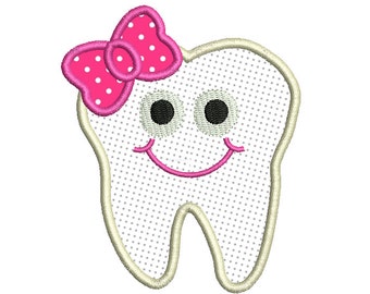 Girly Tooth Applique Machine Embroidery Design Girl's - Etsy