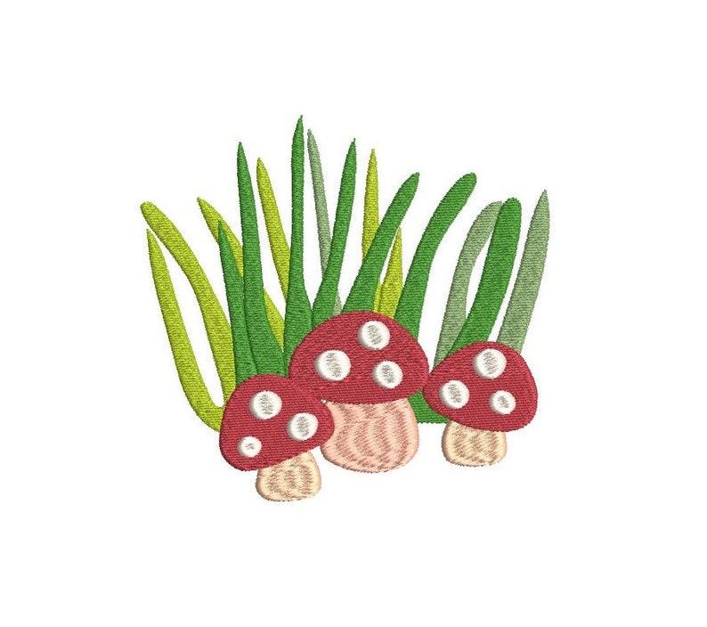 Mini Mushrooms Embroidery Design, Fill Stitch Mushrooms, Grass ...