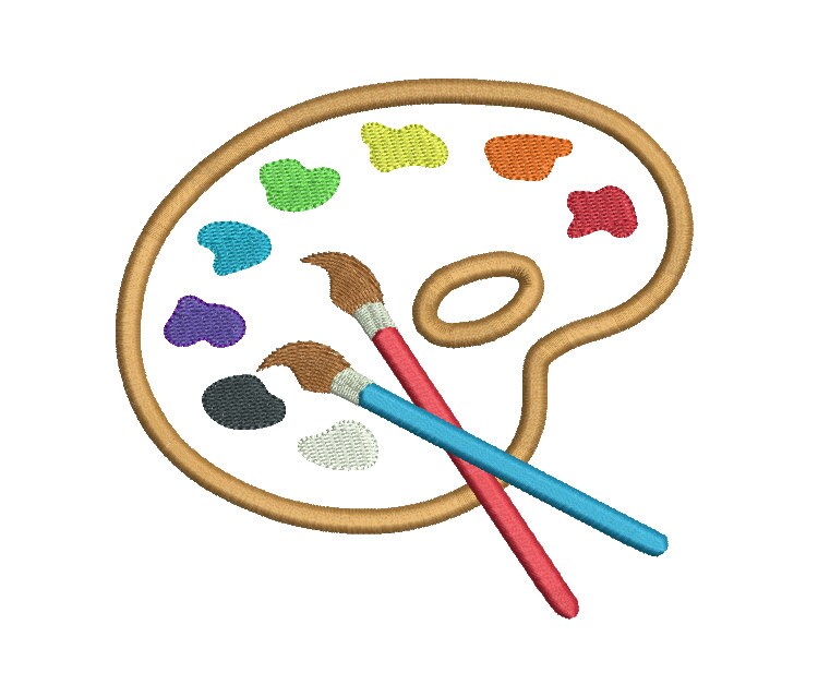 Paint Pallette Machine Embroidery Applique Design, Artist's Paint ...