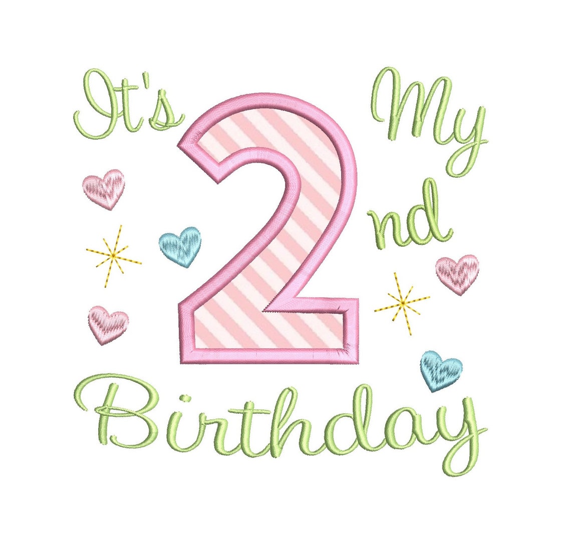 2nd Birthday Applique Embroidery Design Girl's Second - Etsy