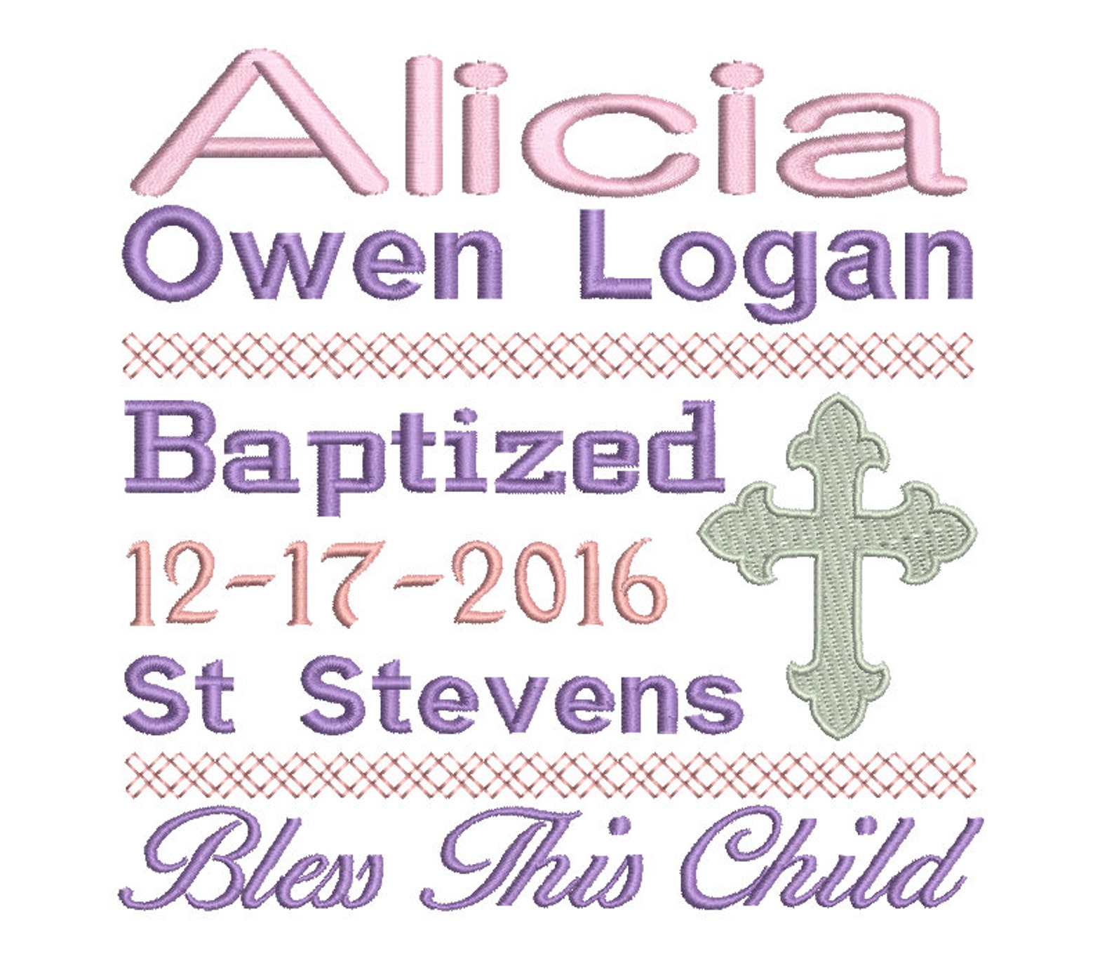 Personalised Baptism Machine Embroidery Design Customised Boy | Etsy