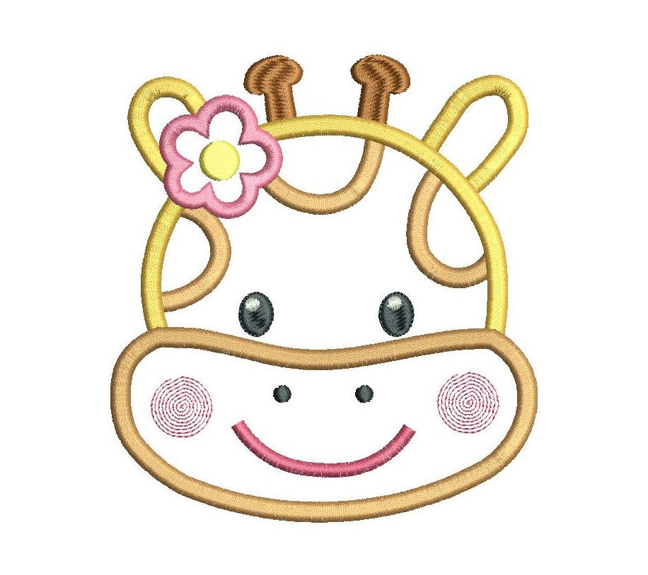 Baby Girl Giraffe Applique Machine Embroidery Design Cute | Etsy