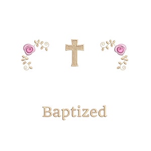 Baptism Template Embroidery Design, Baptized, Christening, Roses ...