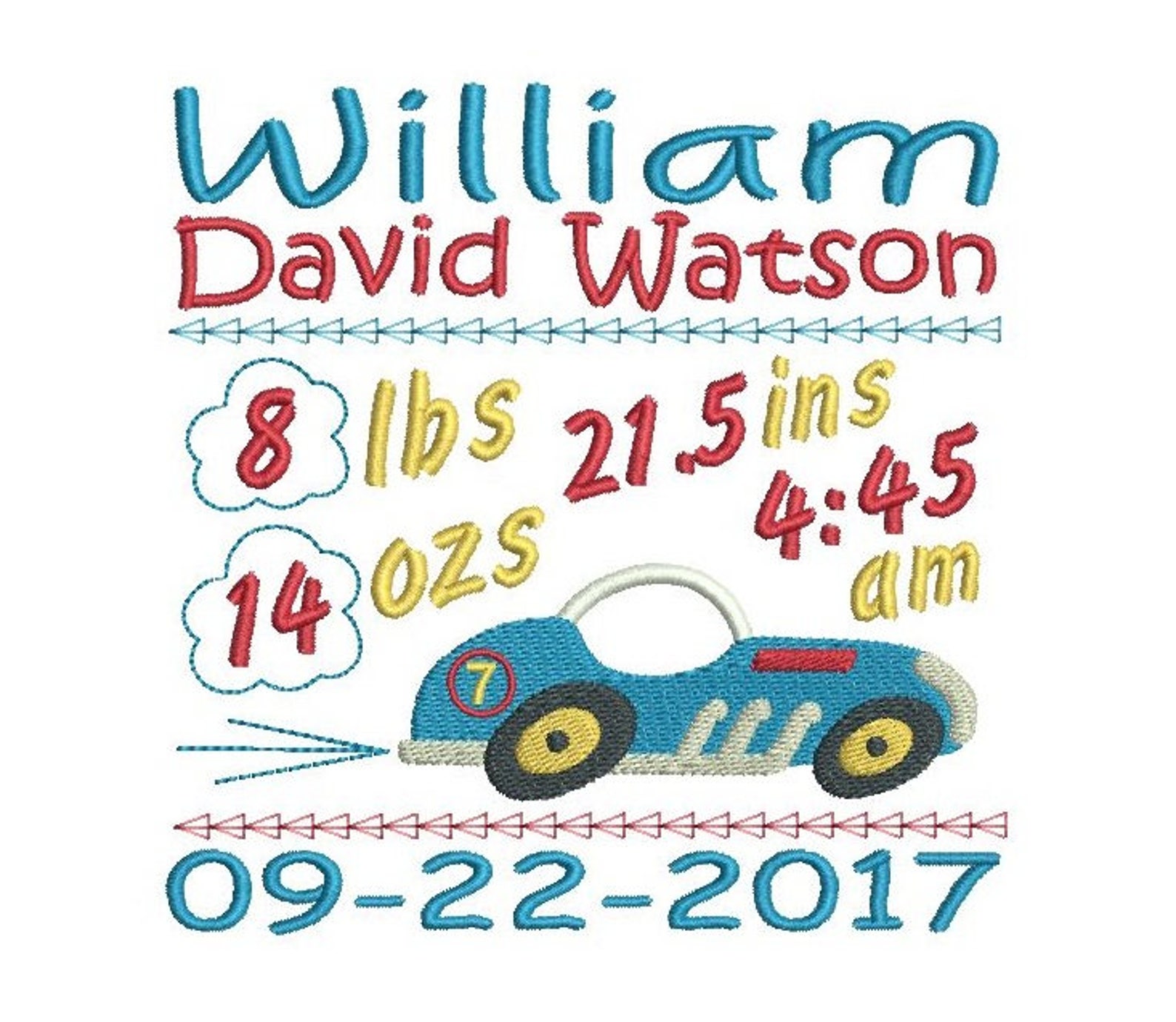 Baby Birth Announcement Template Embroidery Design Baby Boy - Etsy