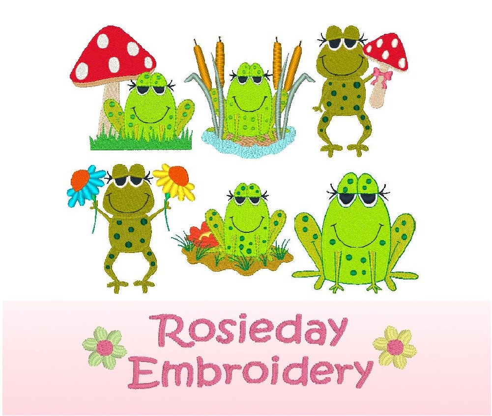Cute Frog Machine Embroidery Designs Set of 6 Fill Stitch - Etsy UK