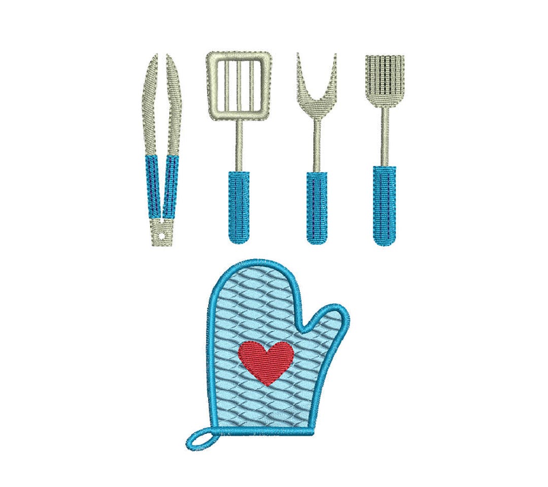 Mini Kitchen Tools Machine Embroidery Designs, Fill Stitch, Cooking ...