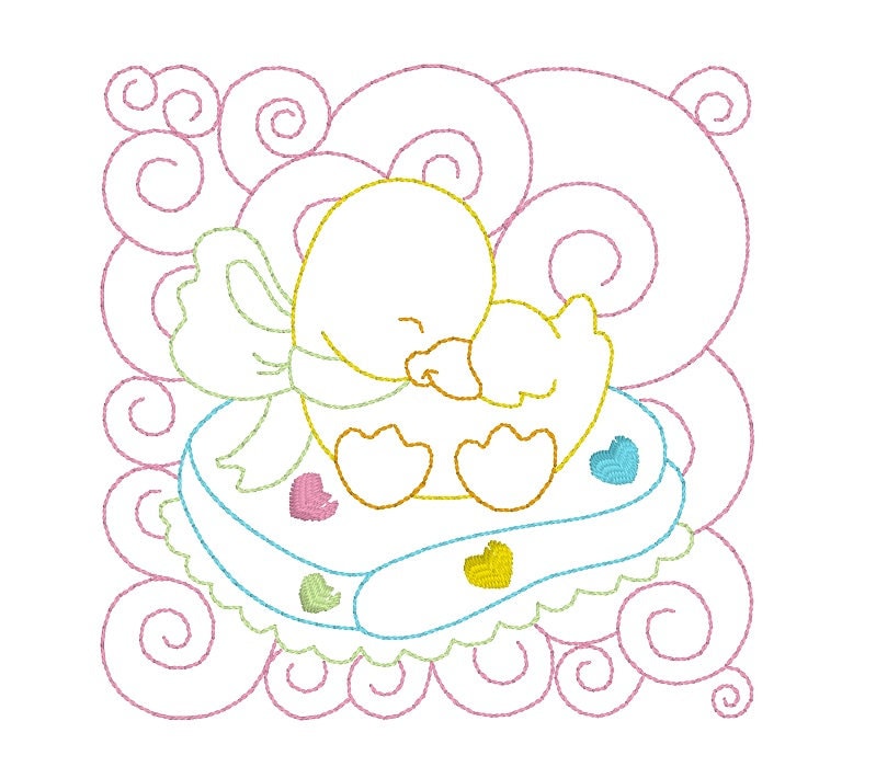 Baby Quilt Blocks Machine Embroidery Designs, Set of 12 Cute Linework ...