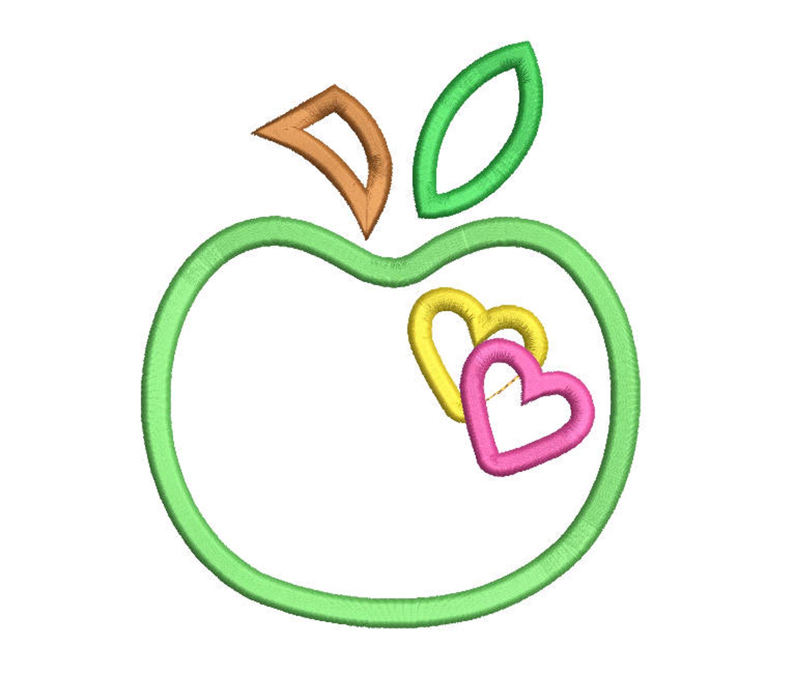 Apple Machine Embroidery Applique Design, School Apple Embroidery ...