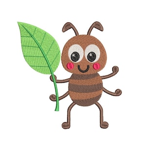 Ants - 2 Cute Machine Embroidery Designs, Ant, Fill Stitch, Ants, Leaf ...