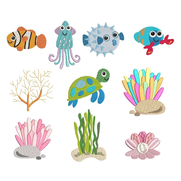 Sea Life Embroidery - Etsy
