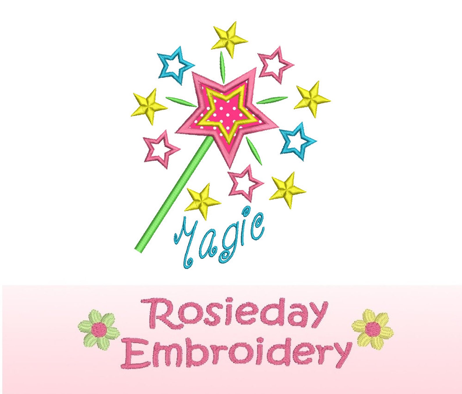 Magic Wand Applique Embroidery Design, Girl's Magic Wand Machine ...