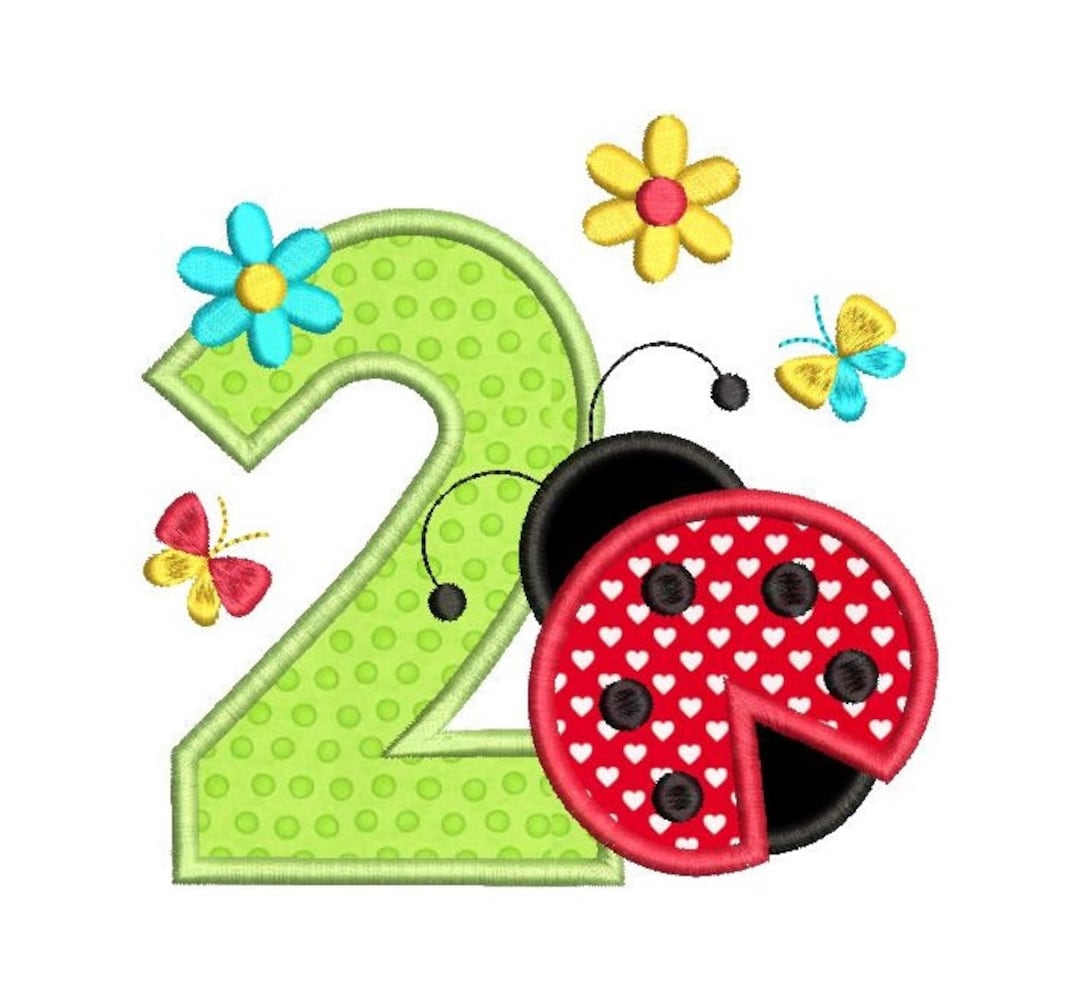 2nd Birthday Embroidery Design, Second Birthday Applique, Number 2 ...
