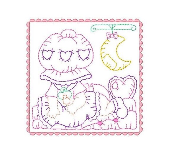 Baby Quilt Block Machine Embroidery Designs , Multi-color Linework ...