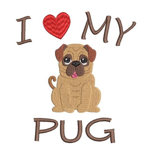 Pug Embroidery Designs Love Dog Machine Embroidery Design Love - Etsy