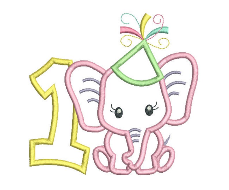 1st Birthday Machine Embroidery Applique Design Cute First | Etsy