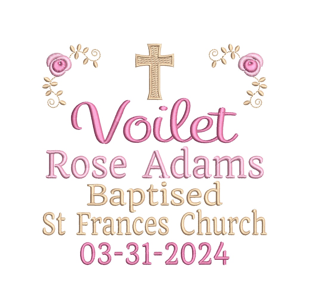 Baptism Embroidery Design, Customised, Girl Baptism Embroidery ...