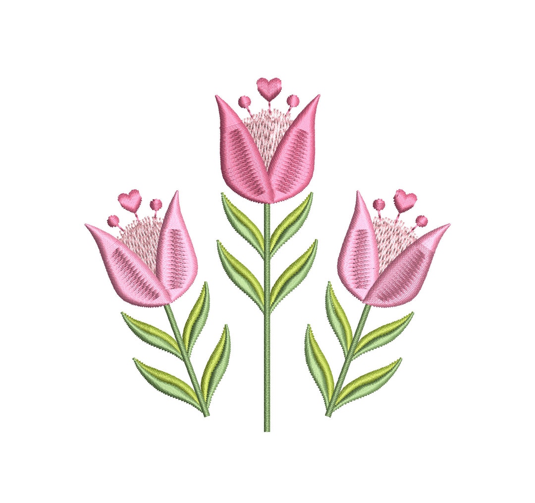 Tulip Embroidery Design, Floral, Fill Stitch, Tulips, Flowers, Tulip ...