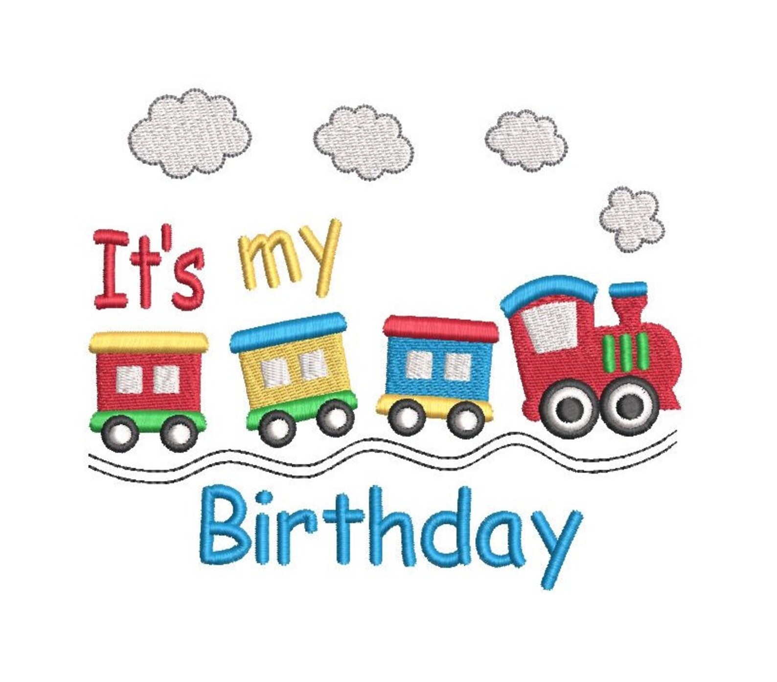 Birthday Train Embroidery Design Template Toy Train Fill | Etsy
