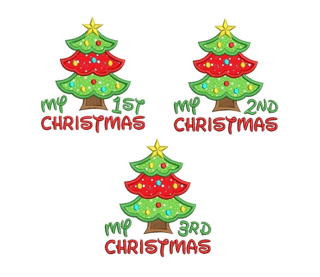 Christmas Tree Applique Machine Embroidery Designs, 1st, 2nd, 3rd, Set ...